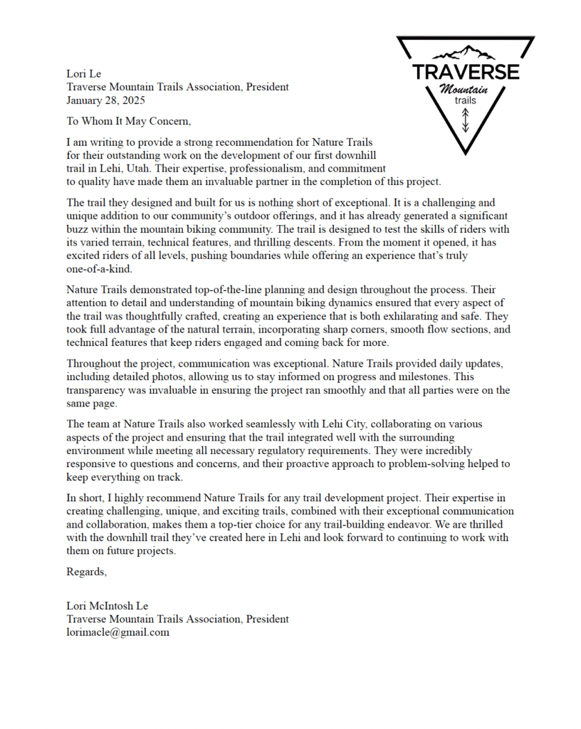 Letters of Recommendation – Nature Trails